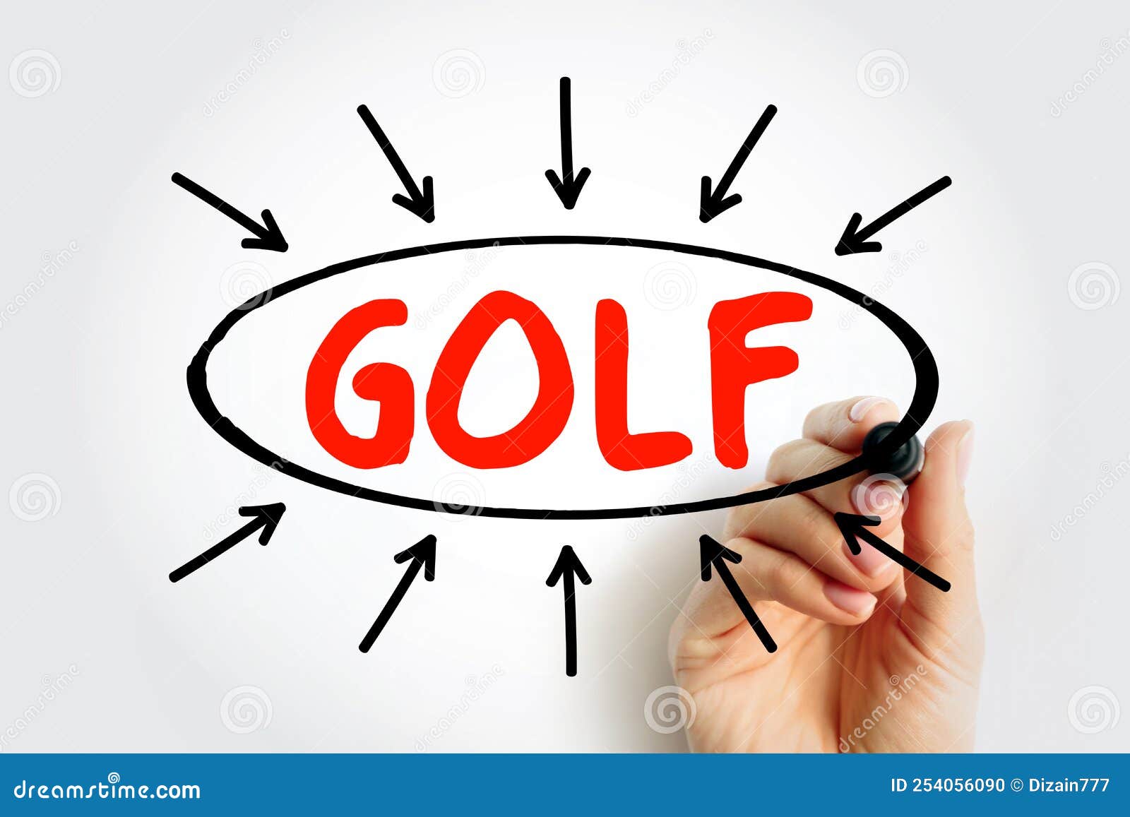 Golf Text with Arrows, Sport Concept for Presentations and Reports ...
