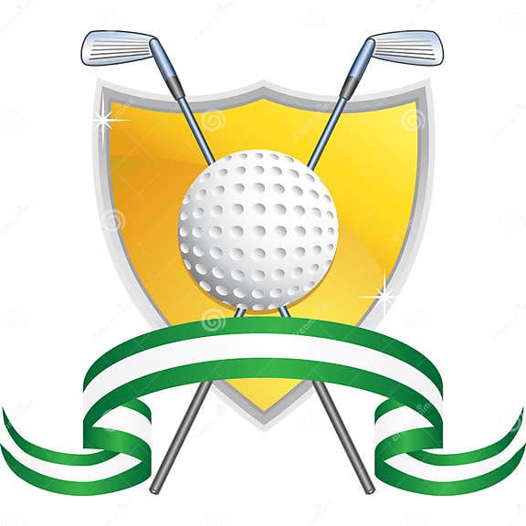 Golf Themed Background - Yellow Shield Stock Vector - Illustration of ...