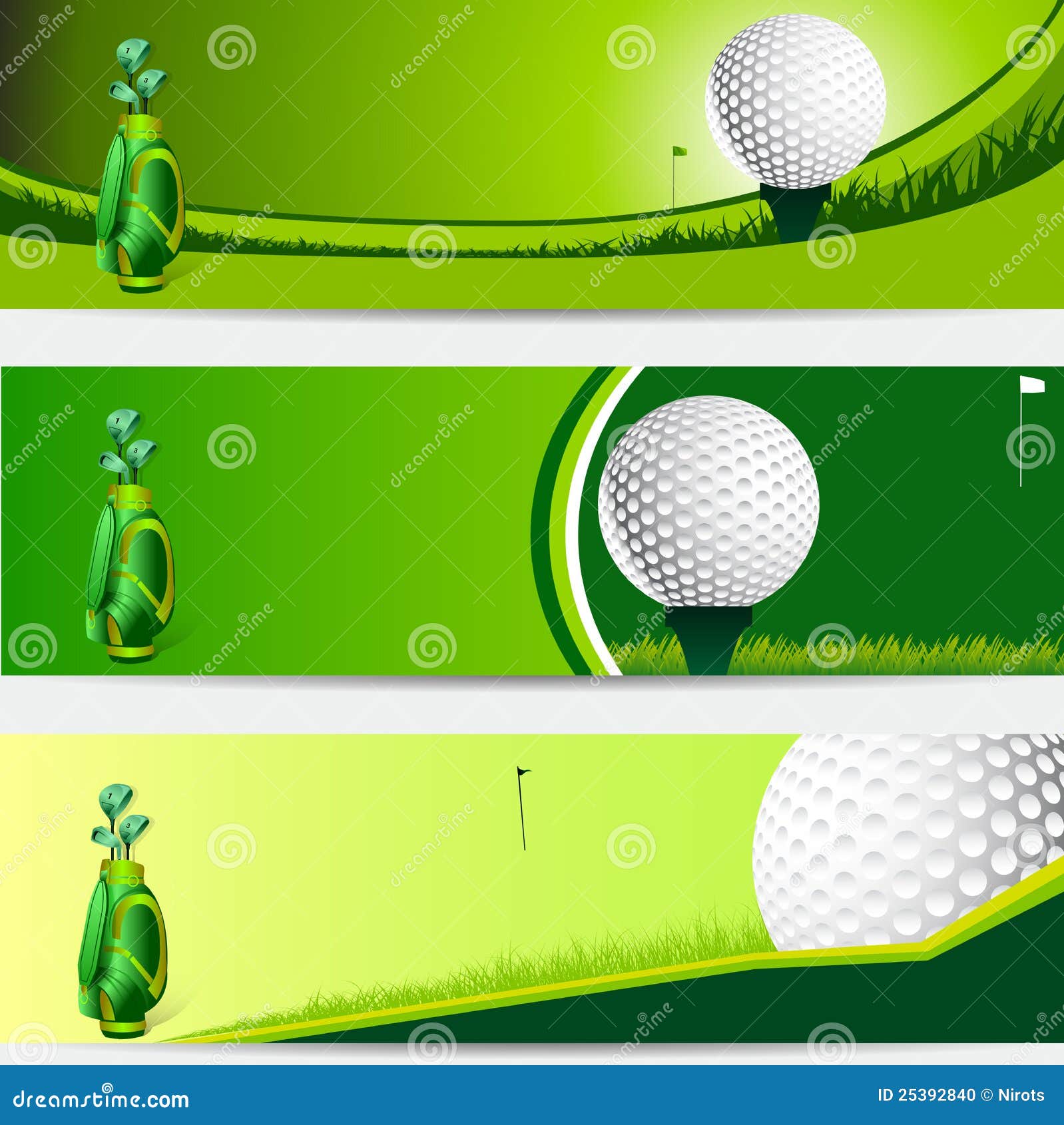 Golf Tournament Green Banner Set with Copy Space Stock Photo - Image of ...