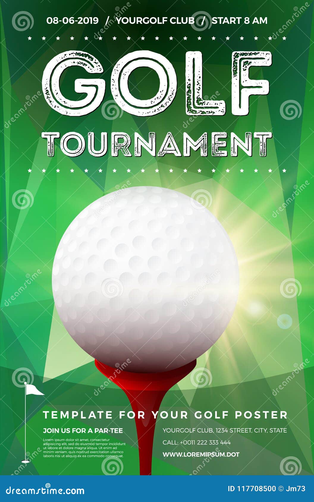 Golf Tournament Poster Template with Sample Text Stock Vector ...