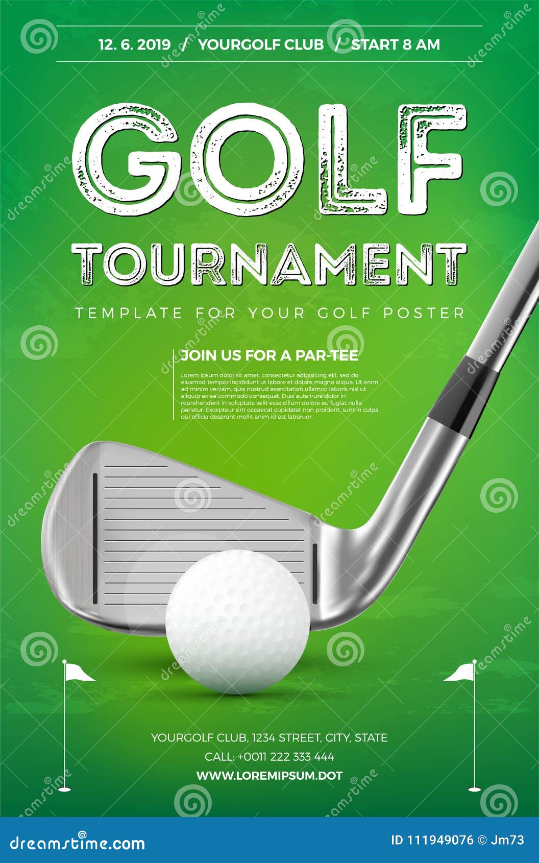 Golf Tournament Poster Template Stock Vector - Illustration of game ...
