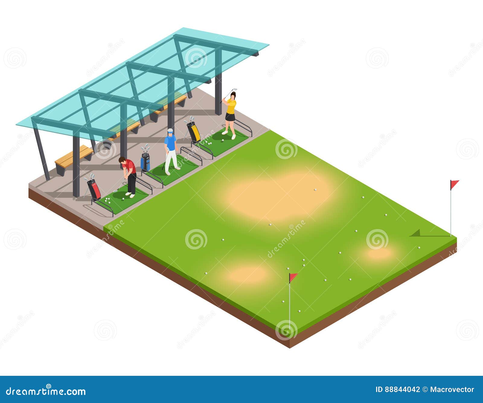 Golf Training Isometric Composition Stock Vector - Illustration of ...