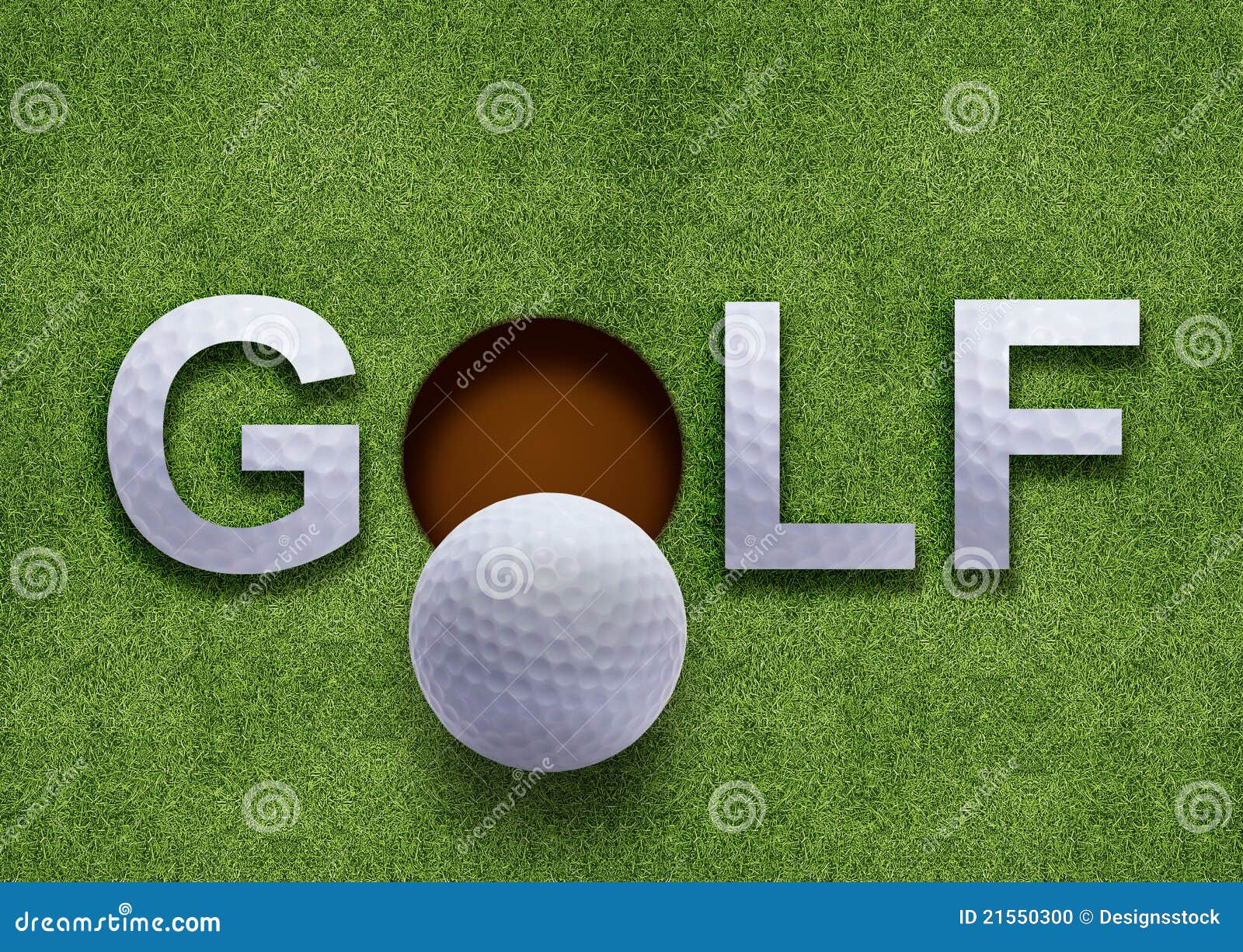 Golf word on green grass stock photo. Image of chip, detail - 21550300