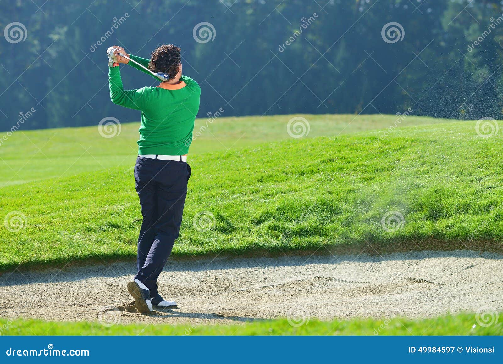 Golfer Chipping the Ball from Sand Trap Stock Image - Image of hazard ...