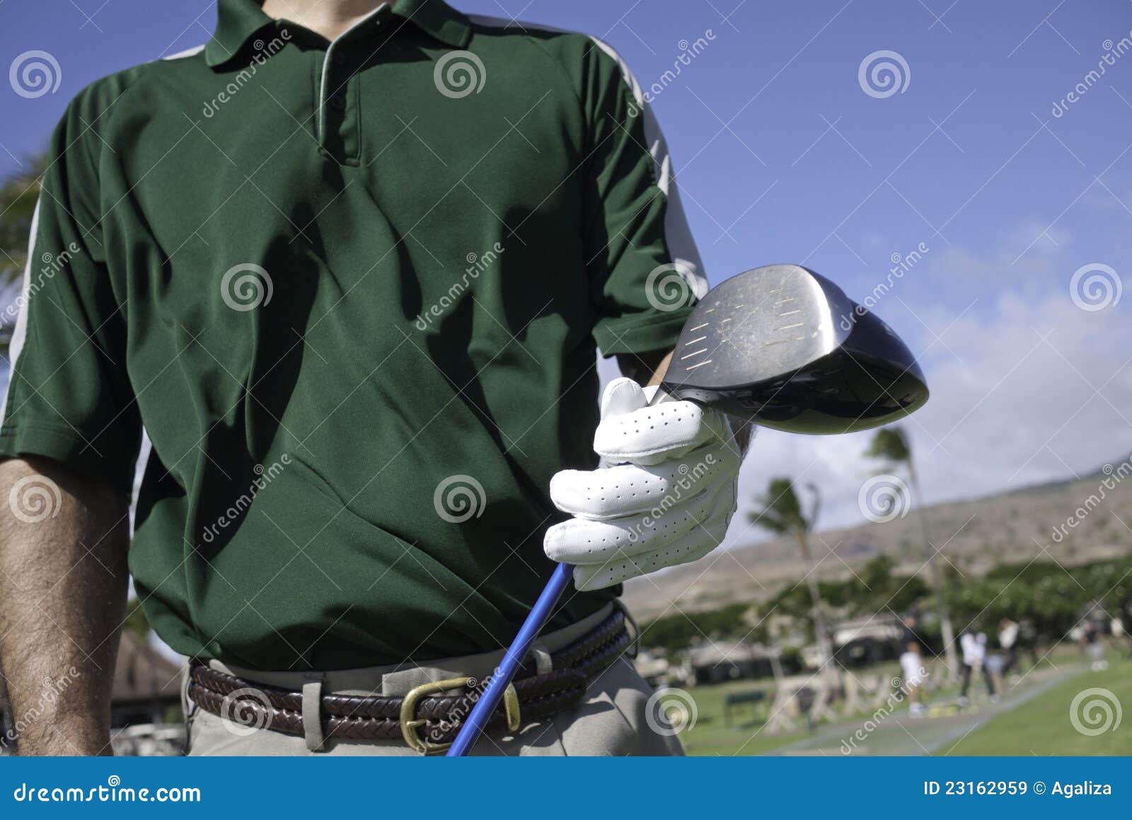 Golfer with Driver Club on the Driving Range Stock Image - Image of ...