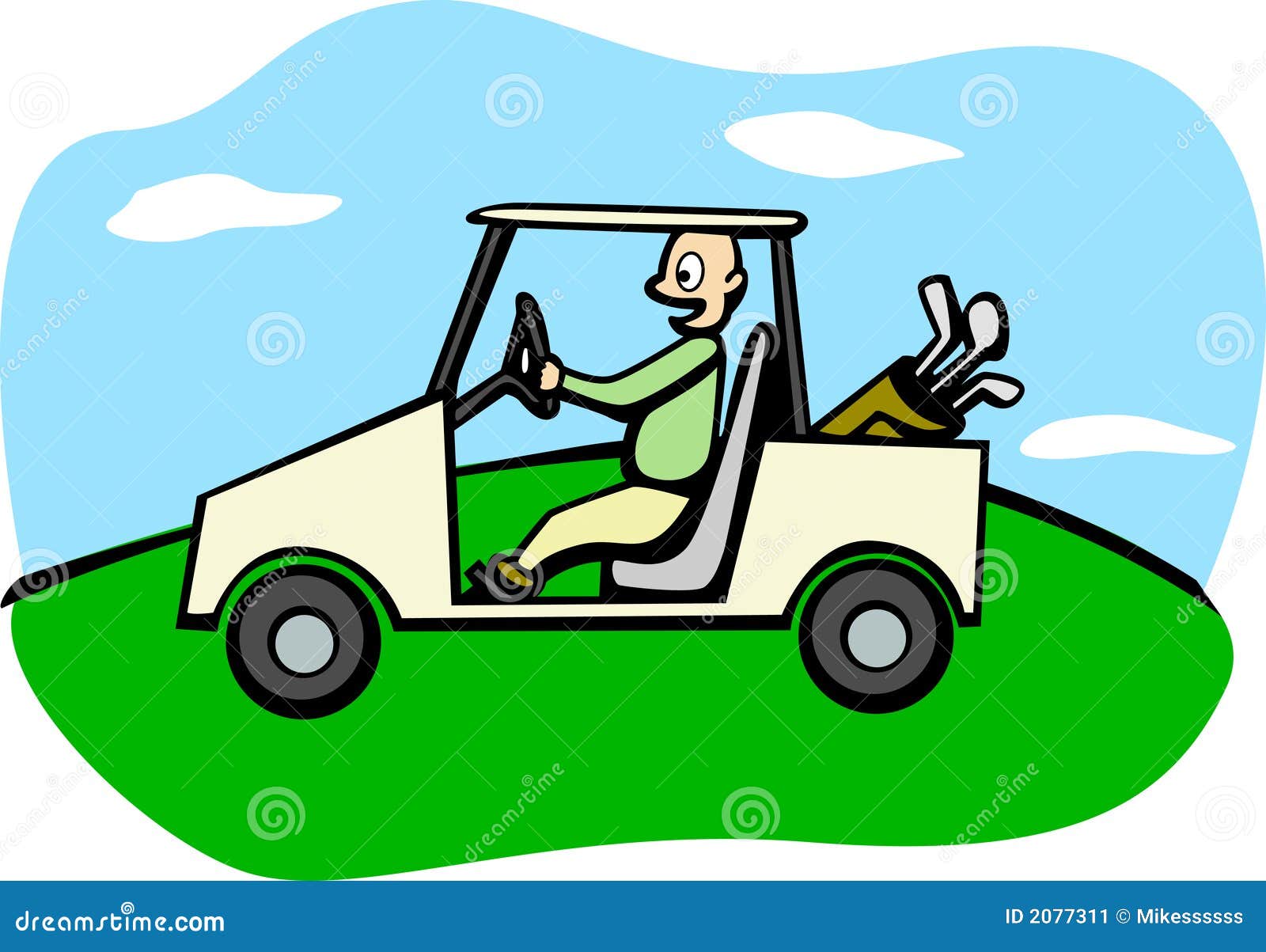 Golfer Driving a Golf Cart Vector Illustration Stock Vector ...