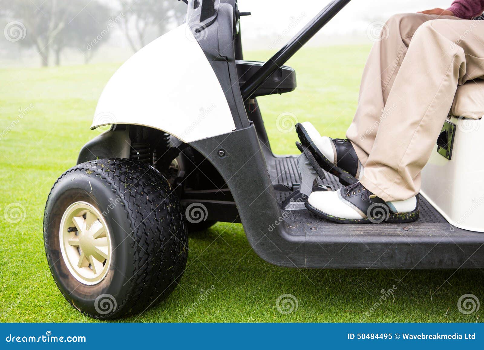 Golfer Driving His Golf Buggy Stock Image - Image of player, grass ...