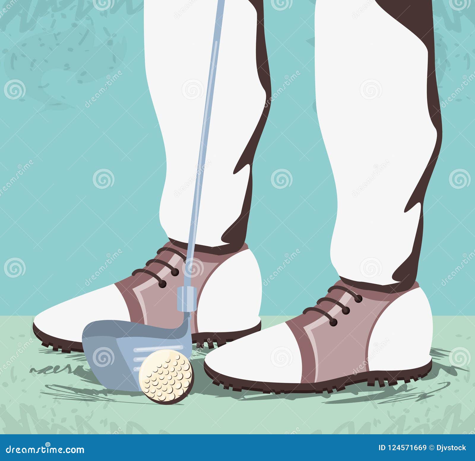 Golfer feet on golf course stock vector. Illustration of leisure ...
