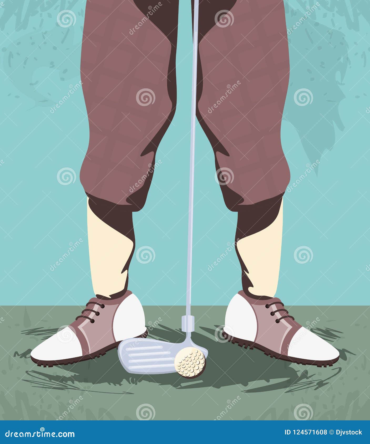 Golfer feet on golf course stock vector. Illustration of equipment ...