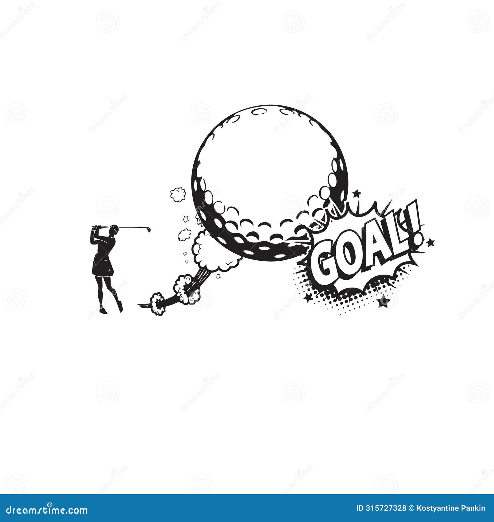 Golfer hits the target stock vector. Illustration of cartoon - 315727328