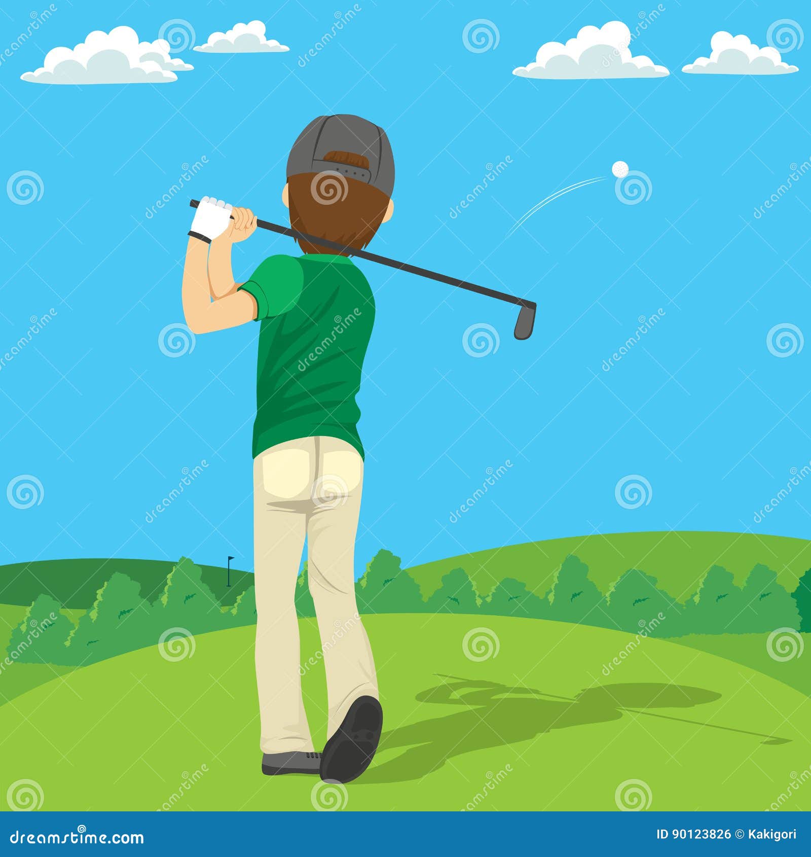 Golfer Hitting Ball Stock Vector Illustration Of Male 90123826