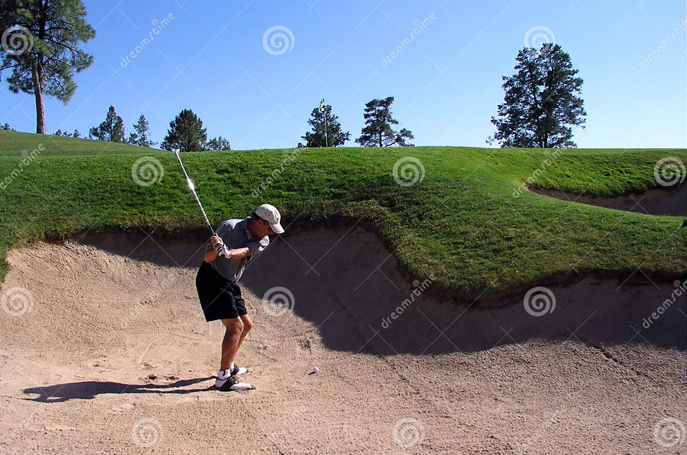 Golfer Hitting Out of a Sand Trap Stock Photo - Image of driving, play ...