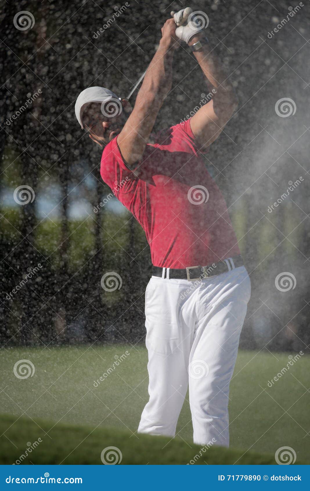 Golfer Hitting a Sand Bunker Shot Stock Photo - Image of adult, fairway ...
