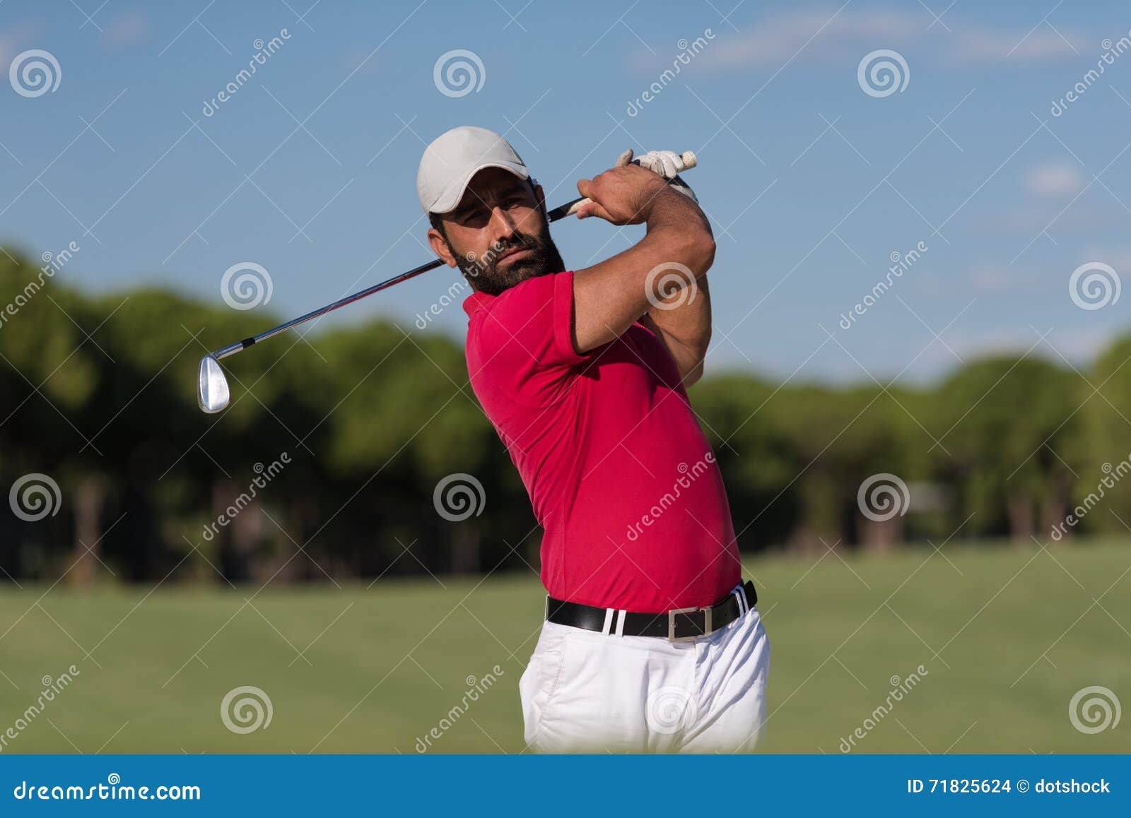 Golfer Hitting a Sand Bunker Shot Stock Photo - Image of outdoor, green ...
