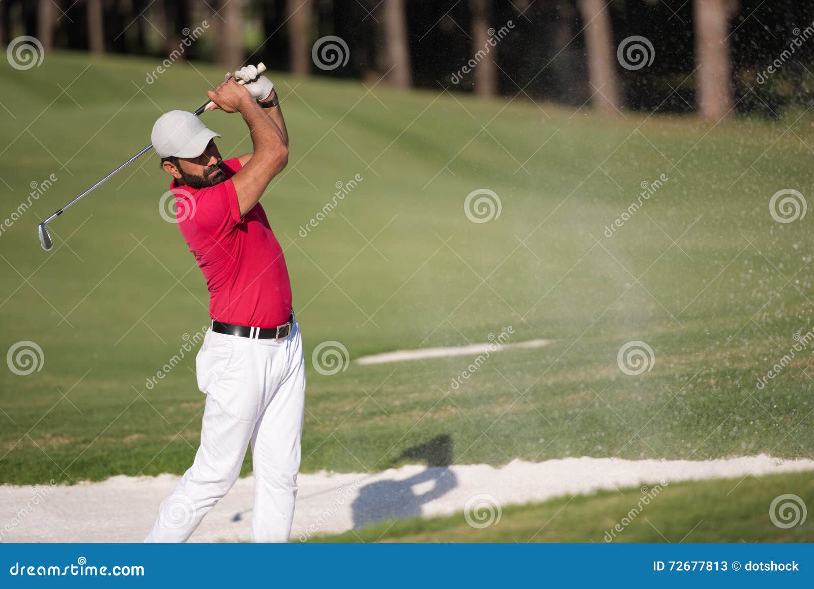 Golfer Hitting a Sand Bunker Shot Stock Image - Image of leisure, beard ...