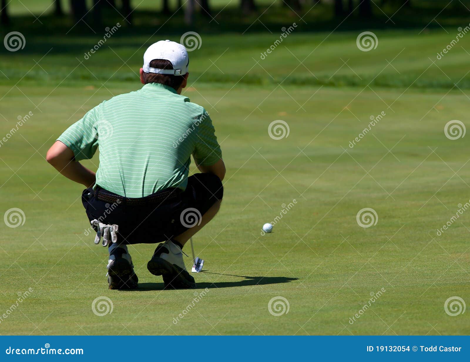 Golfer Lines Up His Putt stock photo. Image of putter - 19132054