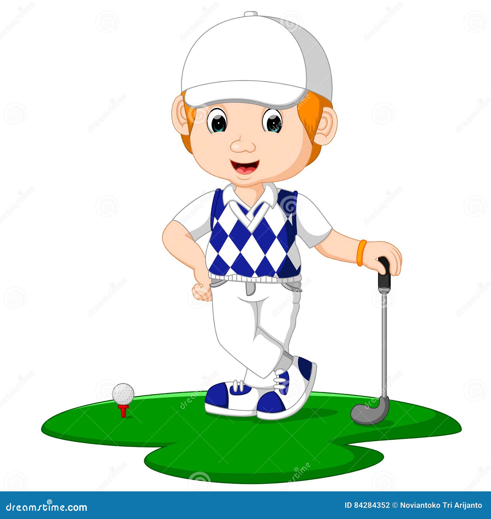 Golfer Man Cartoon stock vector. Illustration of active - 84284352