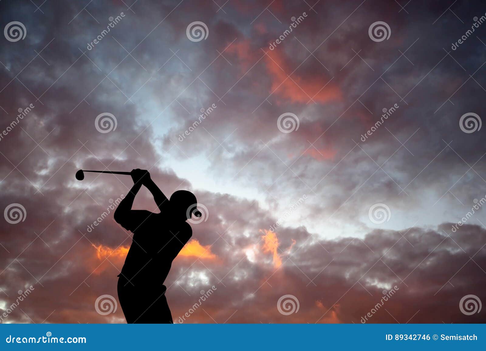 Golfer Playing Golf during Sunset at Competition Event Stock Photo ...