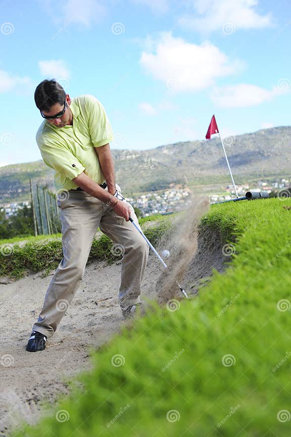 Golfer Playing Out of a Sand Trap Stock Photo - Image of shot, player ...