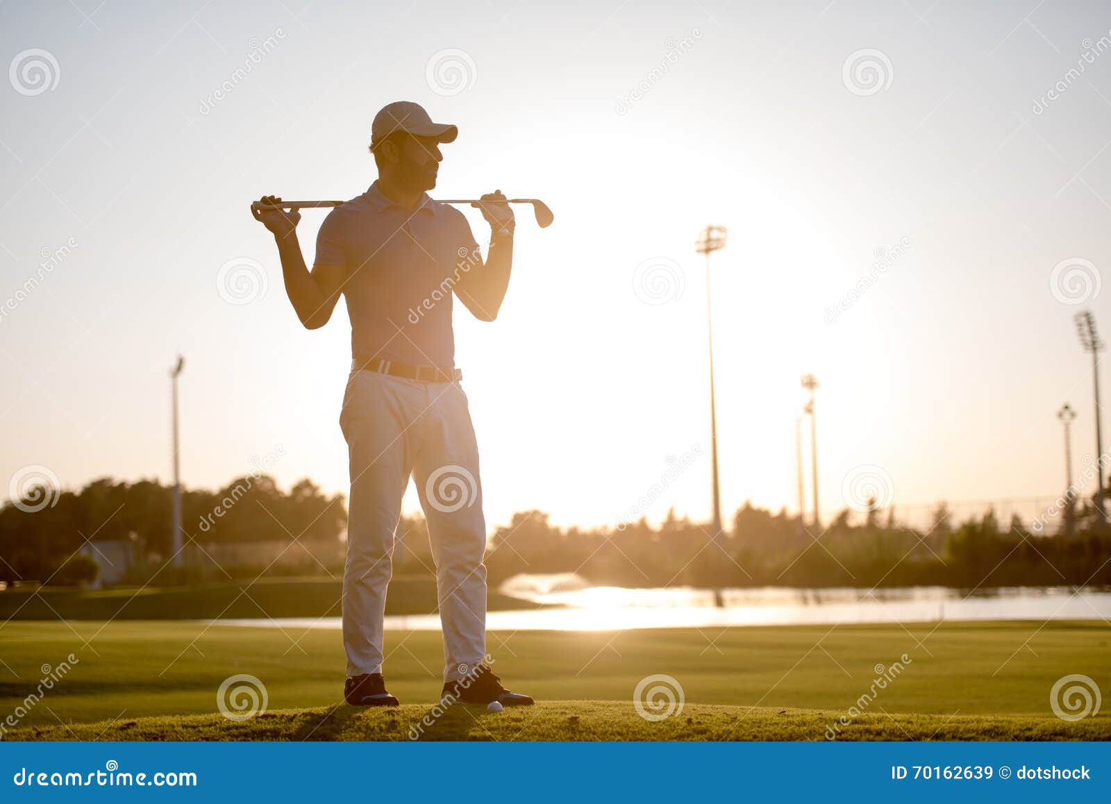 Golfer Portrait at Golf Course on Sunset Stock Image - Image of grass ...