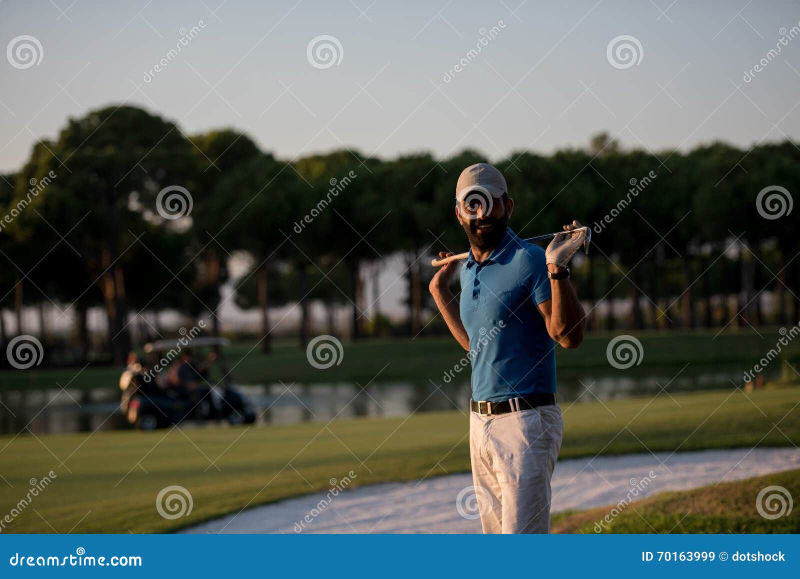 Golfer Portrait at Golf Course on Sunset Stock Image - Image of ...