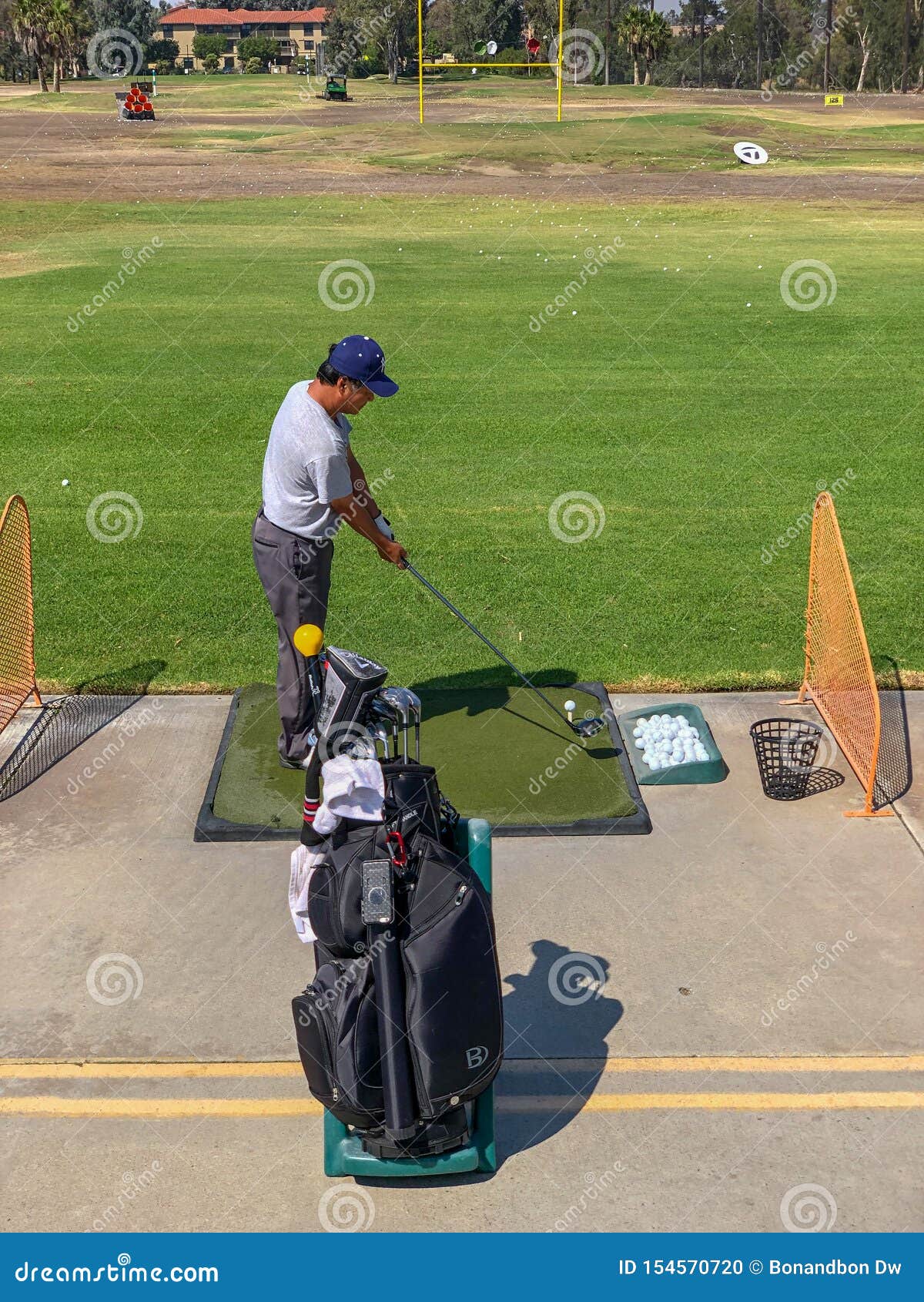 Golfer Practicing at Golf Driving Range Practice Facilit Editorial ...