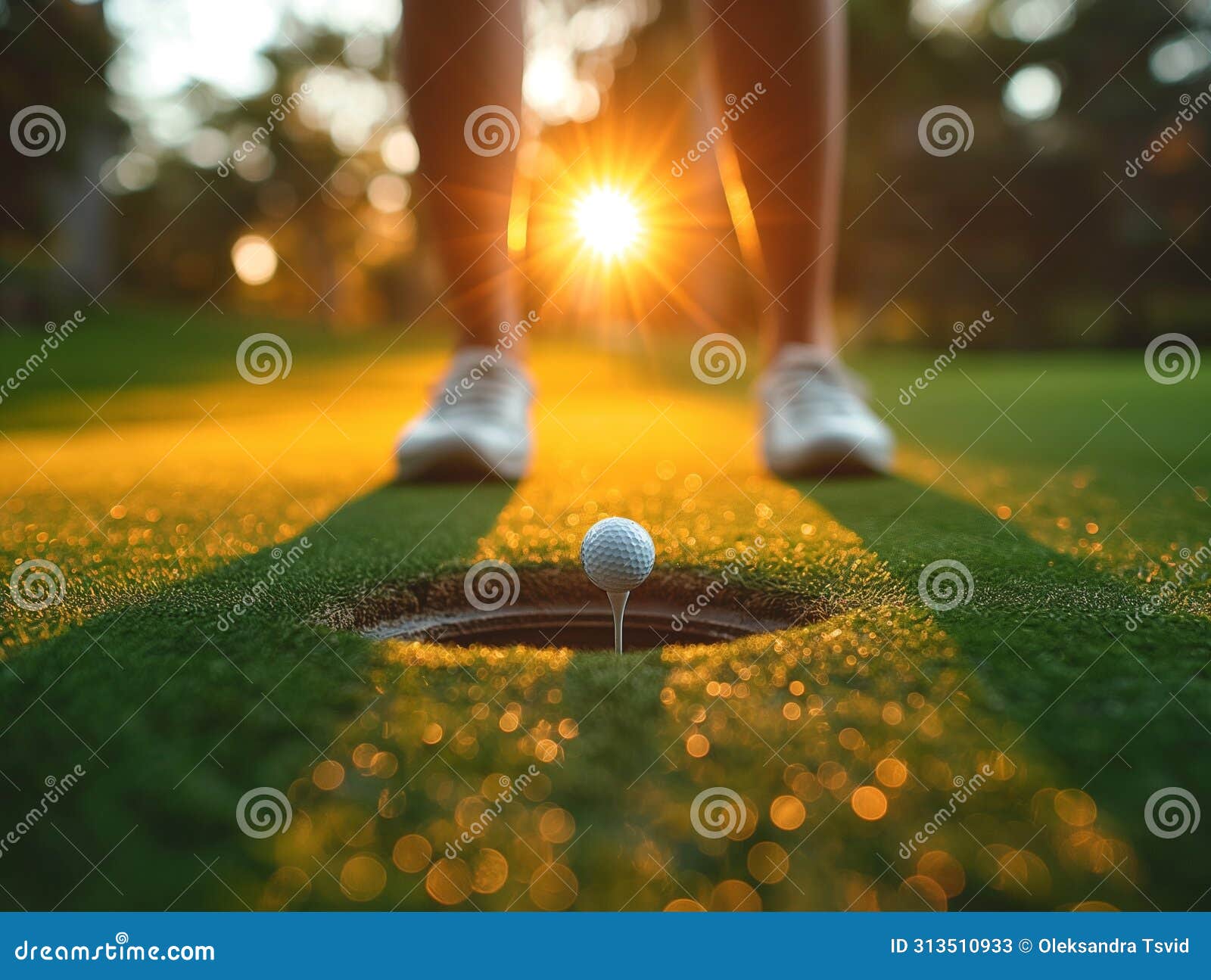 Golfer Putting Golf Ball on the Green Grass, Golf Player Putting Golf ...