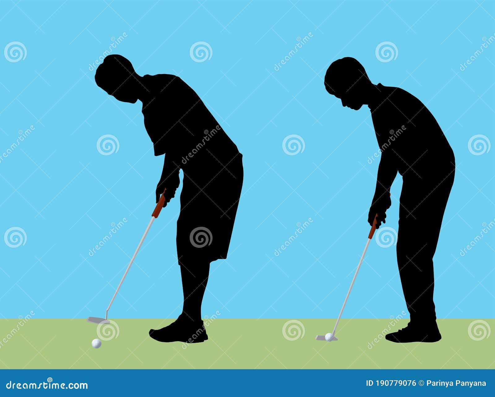 Golfer Putting Silhouette stock vector. Illustration of footbal - 190779076