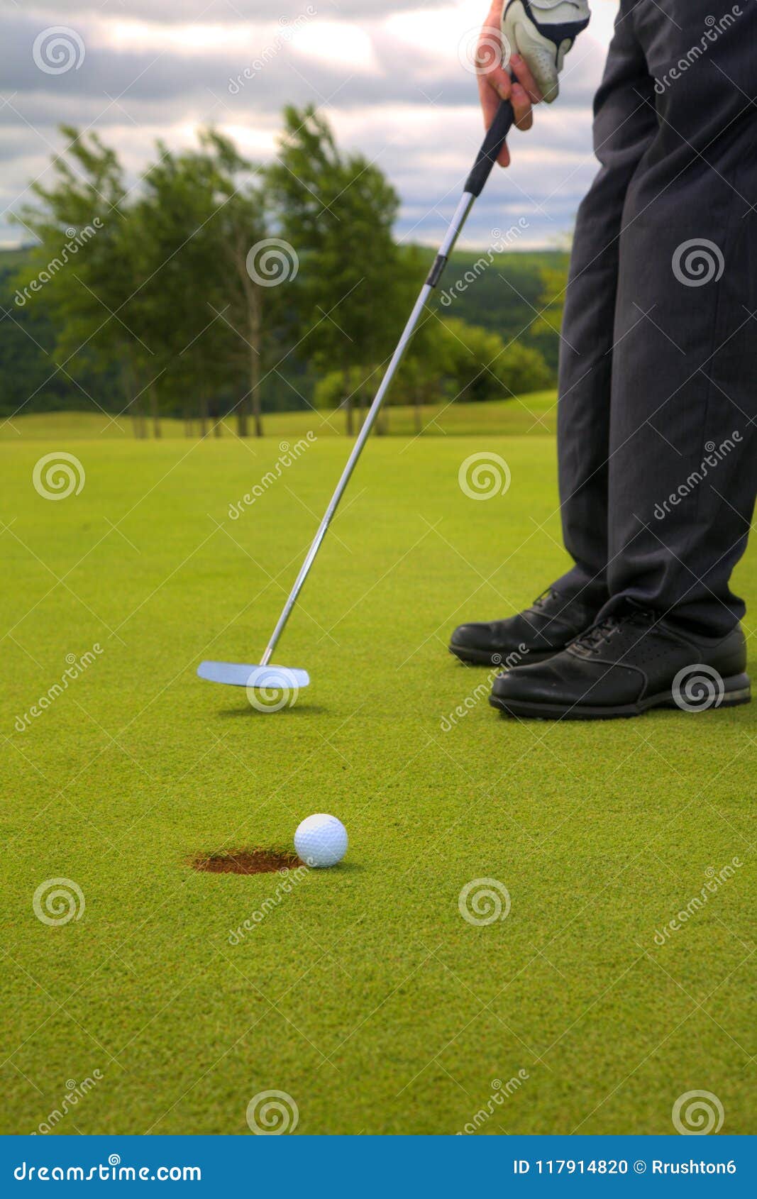 Close Putt on the green stock photo. Image of slow, sport - 117914820