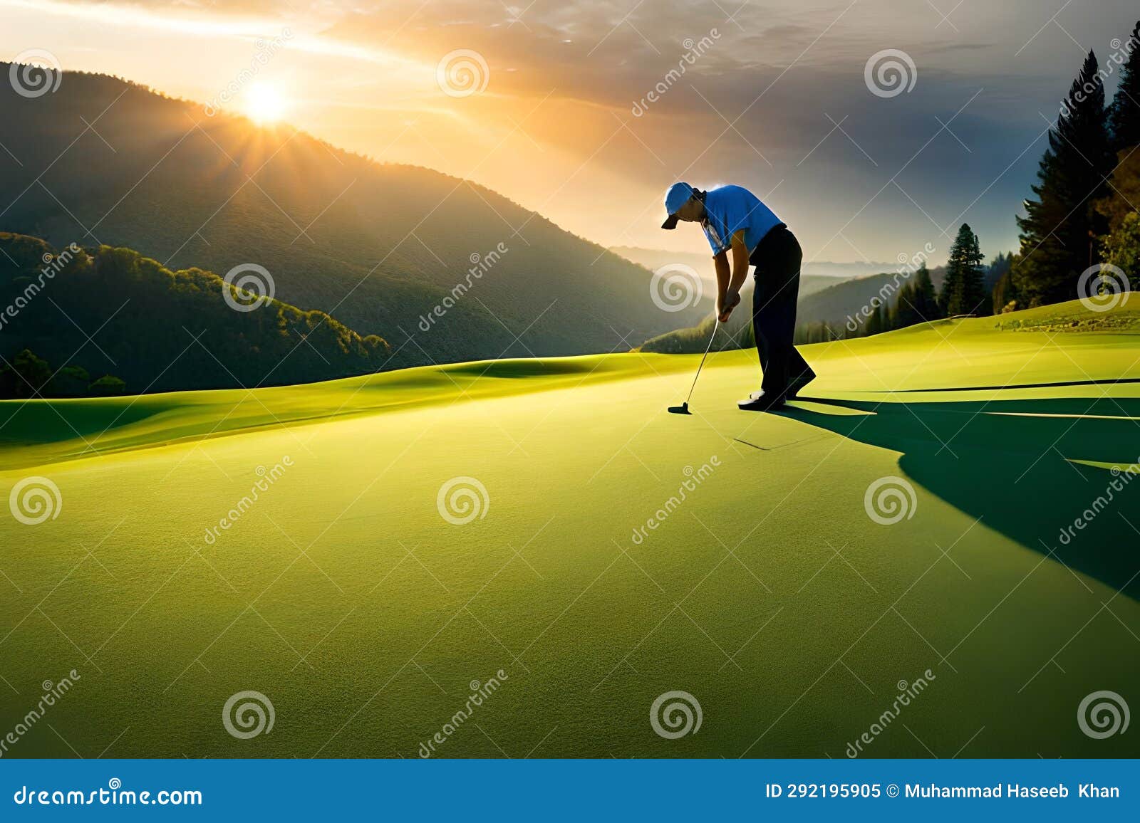 A Golfer S Putter Resting on the Green, Casting a Shadow Over the ...