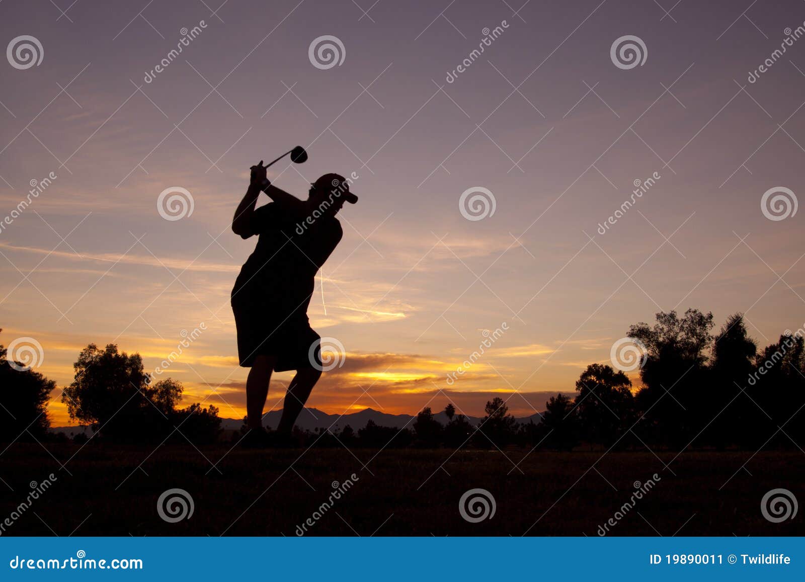 Golfer at Sunset stock image. Image of outdoors, sunset - 19890011