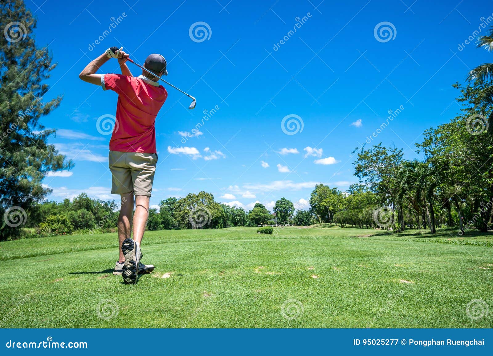 Golfer tee off stock image. Image of field, player, exercise - 95025277