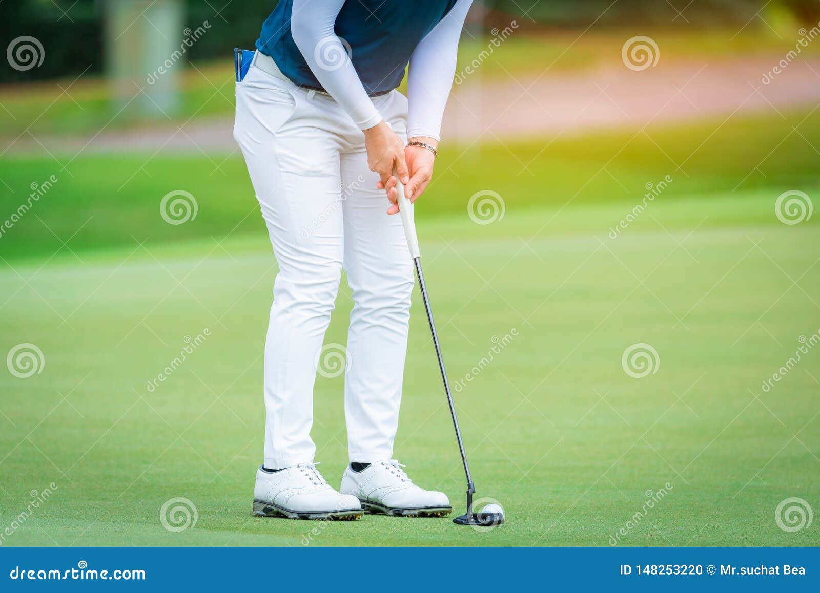 Golfer is Teeing Off Golf Ball by Golf Club from Tee Golf Competition ...