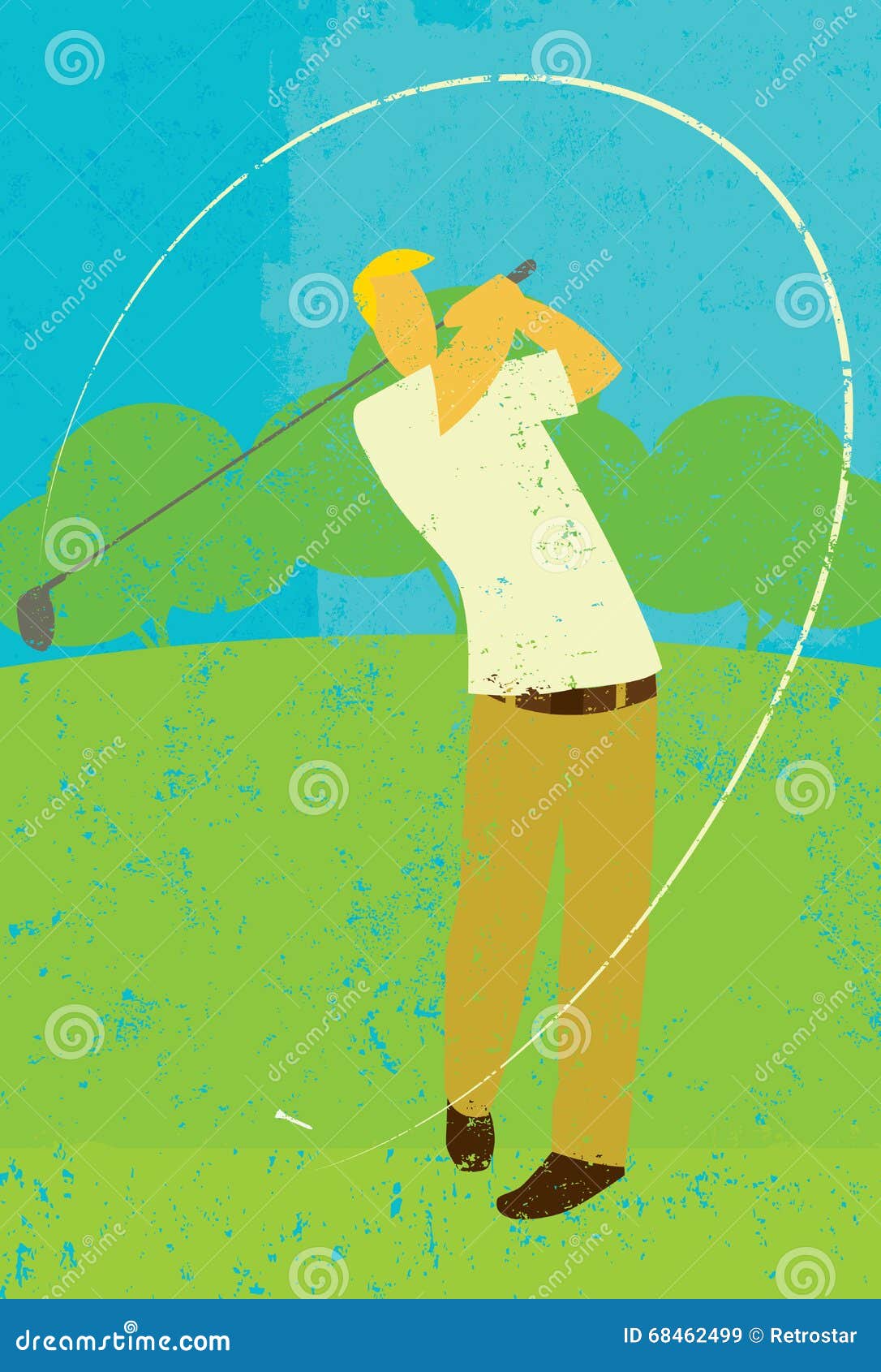 Golfer teeing off stock vector. Illustration of space - 68462499