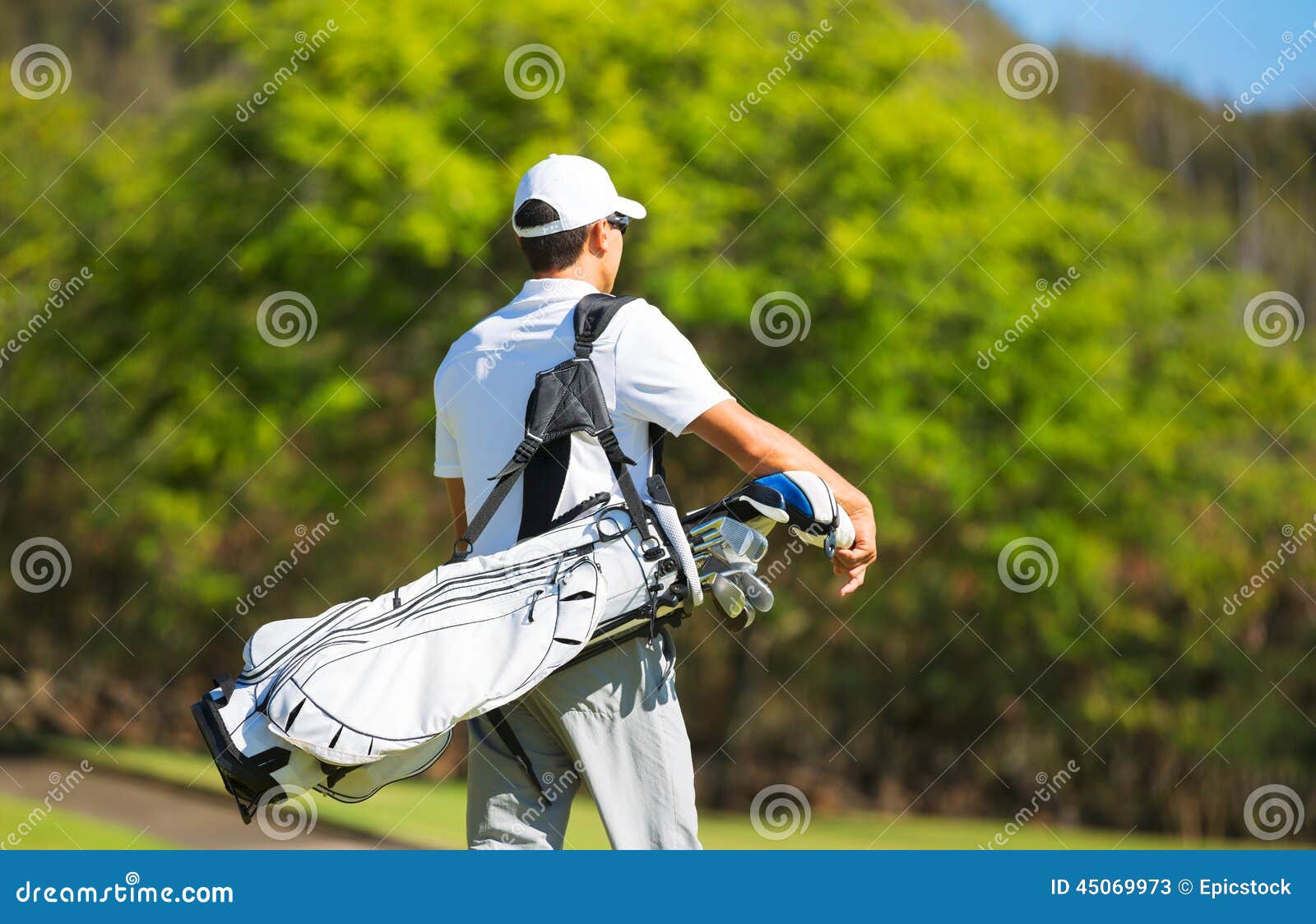 Golfer Walking with Bag stock image. Image of nature - 45069973