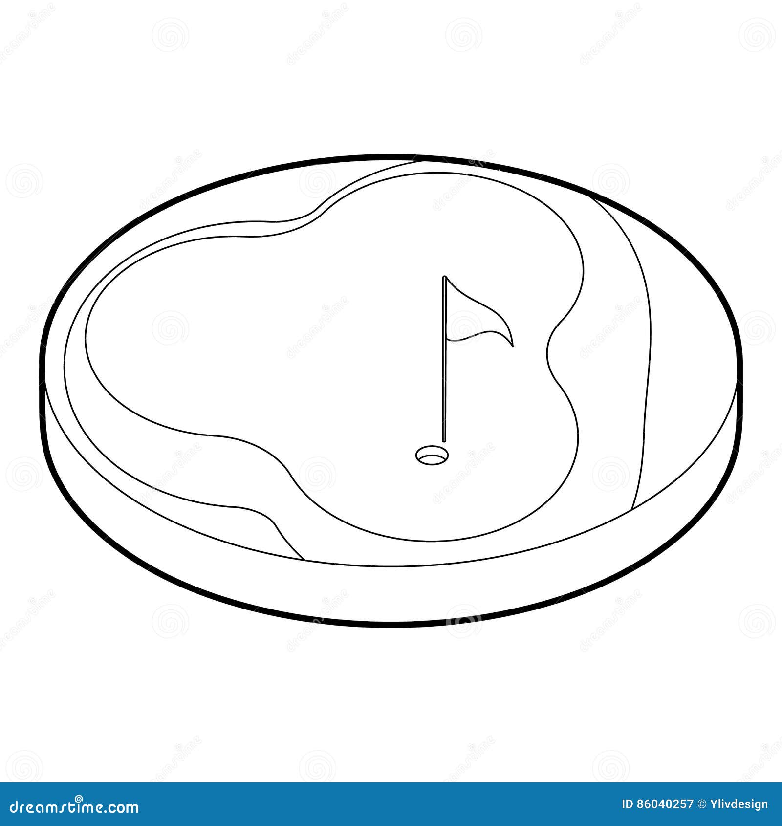 Golfing Field Icon, Outline Style Stock Vector - Illustration of stand ...