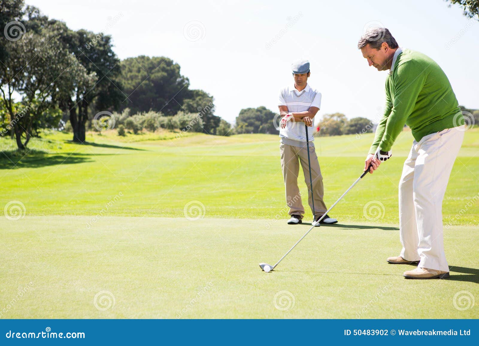 Golfing friends teeing off stock photo. Image of activity - 50483902