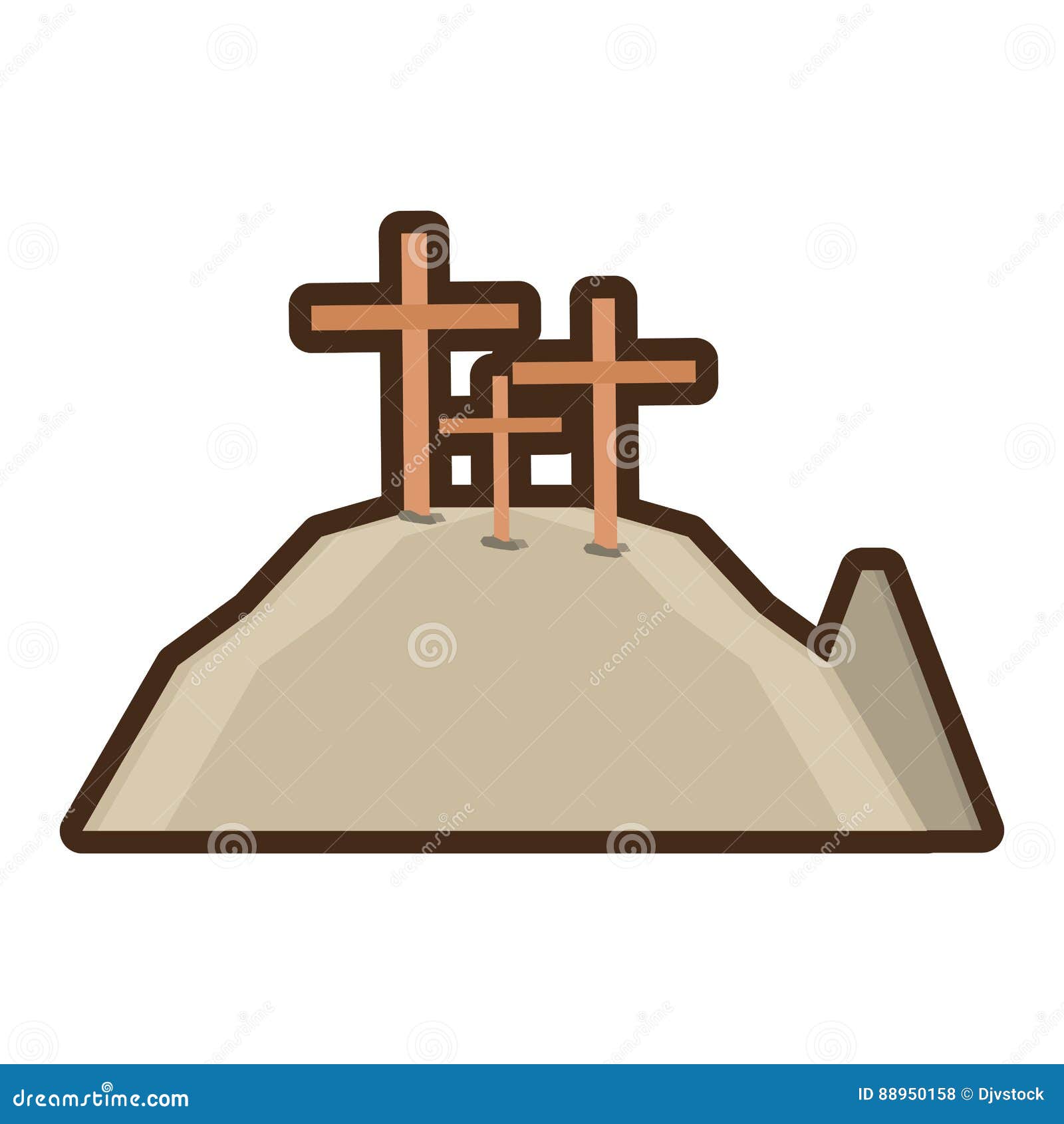 Golgotha Hill Jesus Crucified Line Drawing, Vector Illustration ...