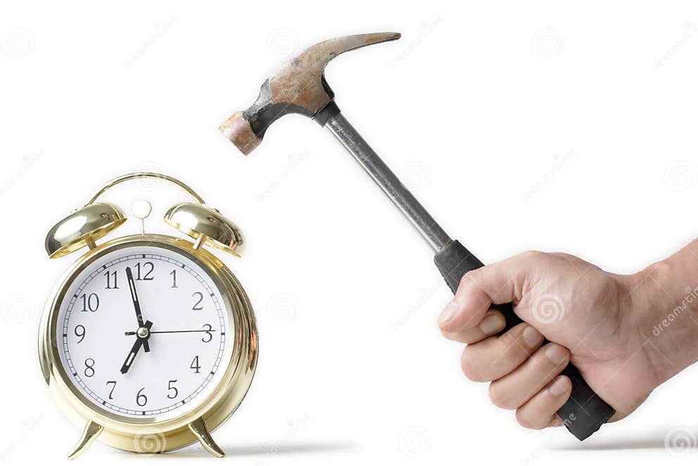 Golpe del reloj de alarma imagen de archivo. Imagen de martillo - 546899