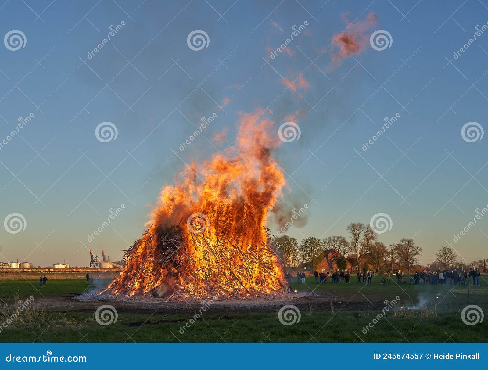 Burning Easter Fire in Front of Blue Sky Editorial Photography - Image ...