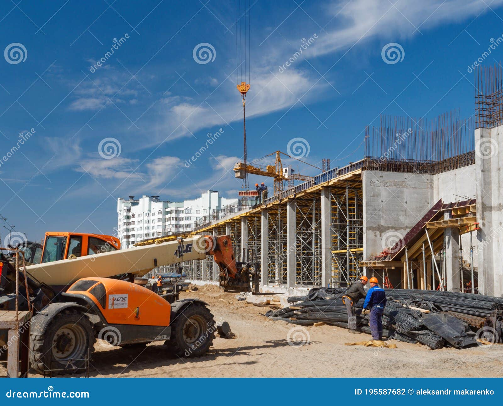 A Team Of Rigger Lifting An Anchor From A Construction Work Barge ...