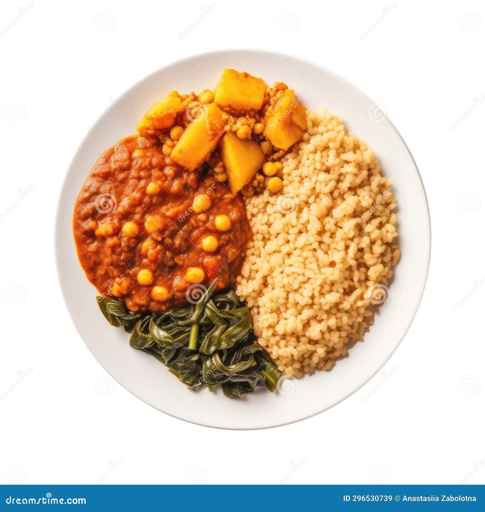 Gomen Besigethiopian Cuisine. on a White Plate Stock Illustration ...