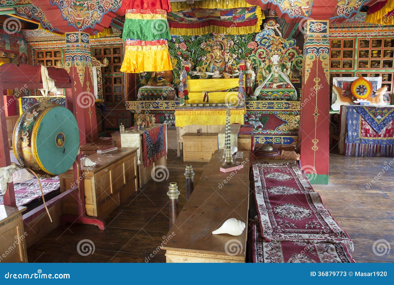 Interior Of Gompa In Ladakh Monastery Royalty-Free Stock Photo ...