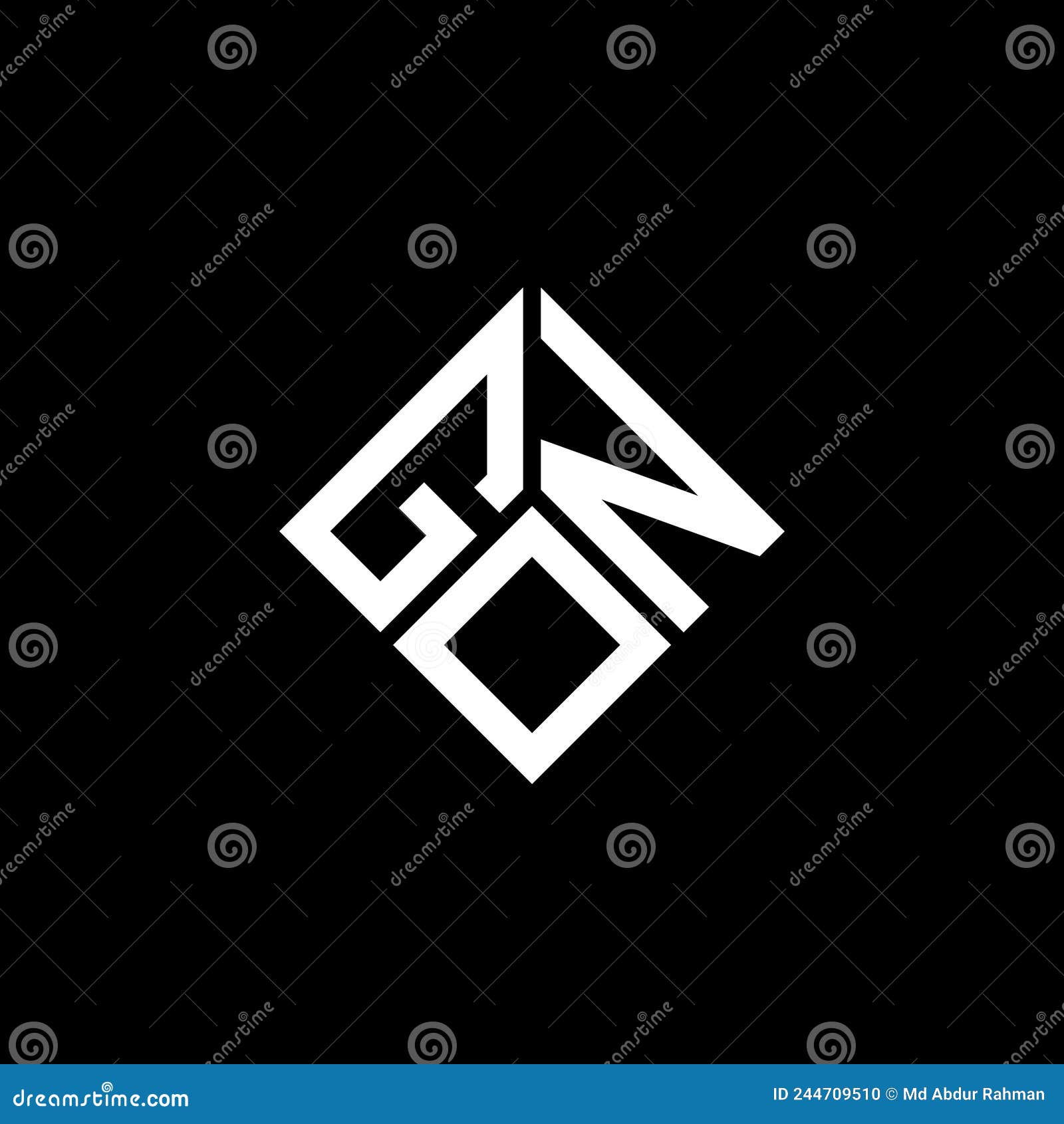 Gon Letter Logo Design On Black Background. Gon Creative Initials ...
