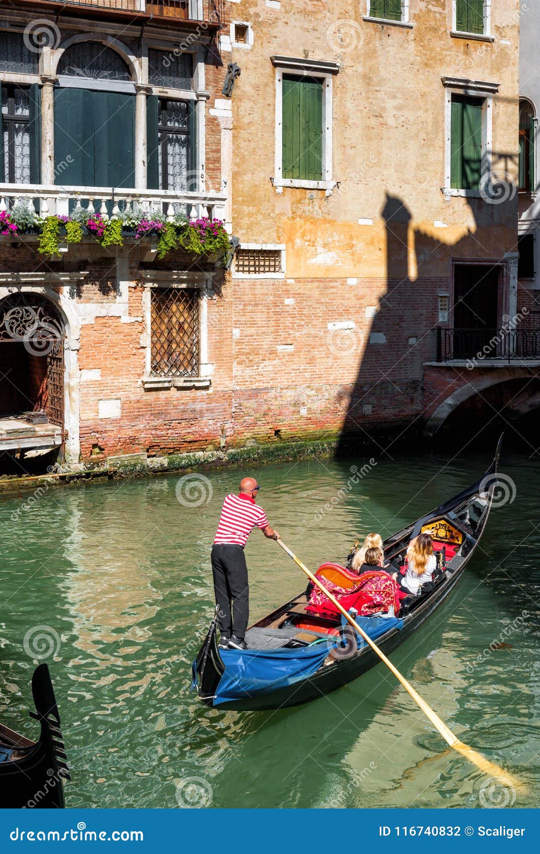 Gondola Floats Along The Old Narrow Street Venice Editorial