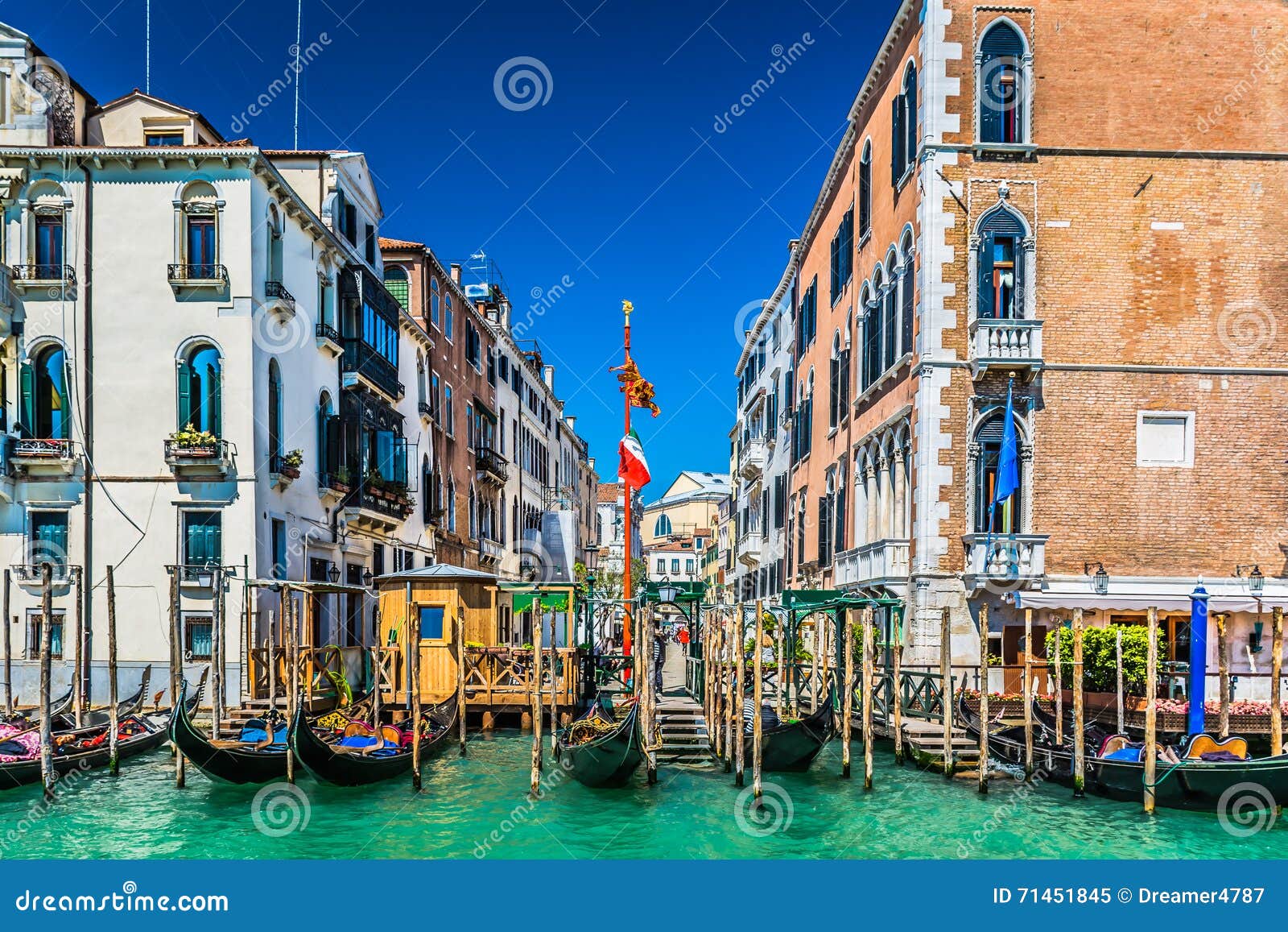 Gondolas Dock Station in Venice, Italy. Stock Image - Image of venice ...