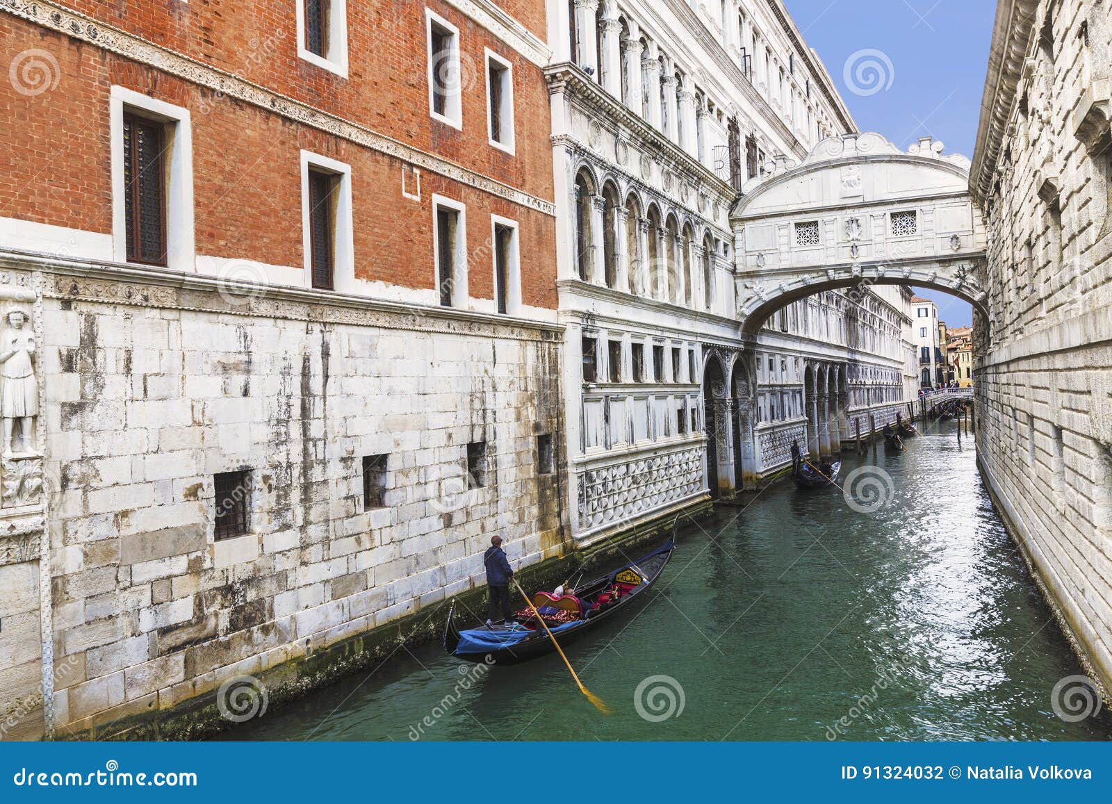 Gondolas Floating on the Canal in Venice Stock Photo - Image of bridge ...