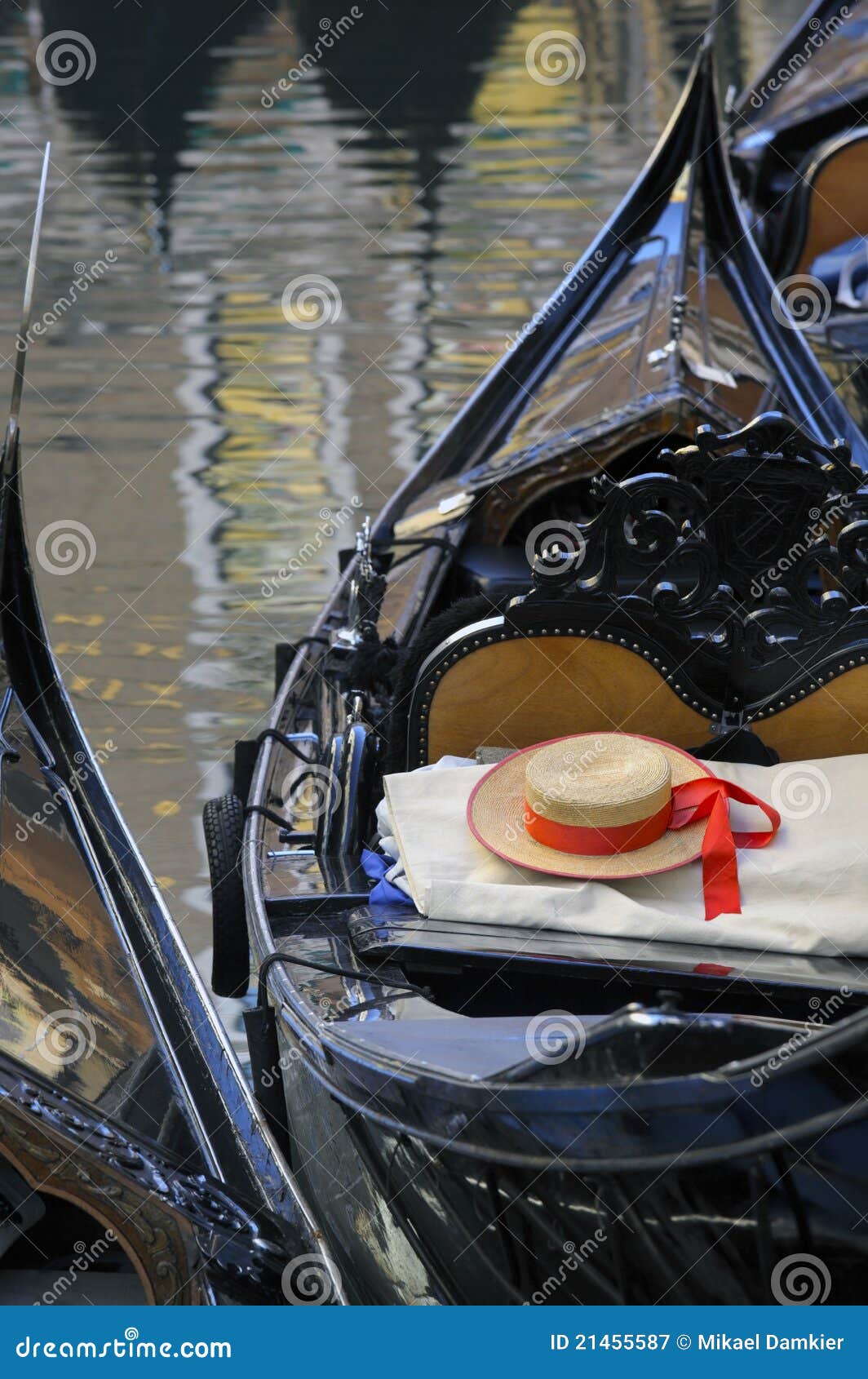 Gondolier S Straw Hat in Boat, Venice Stock Image - Image of canal ...