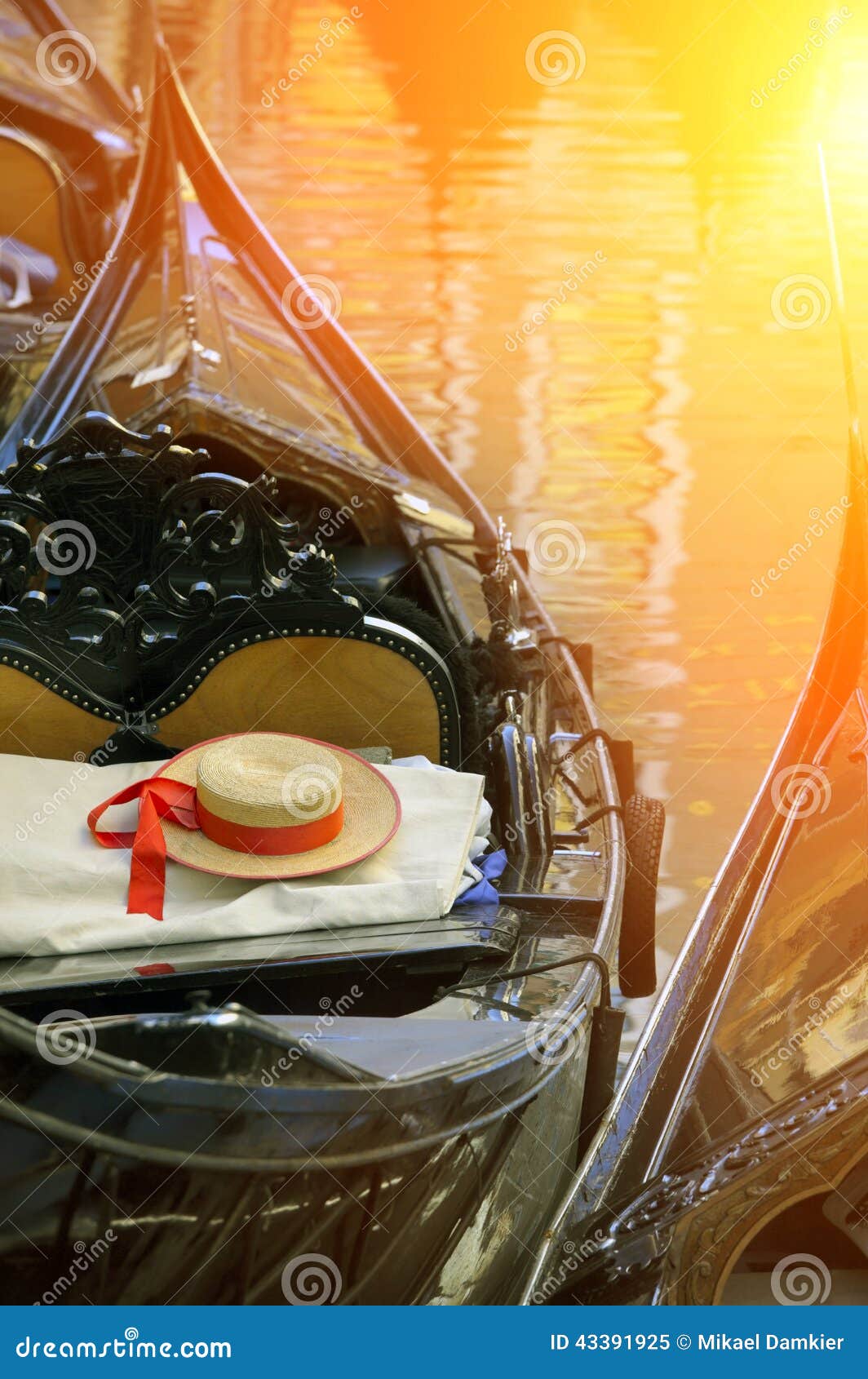 Gondolier S Straw Hat in Boat, Venice Stock Image - Image of ...