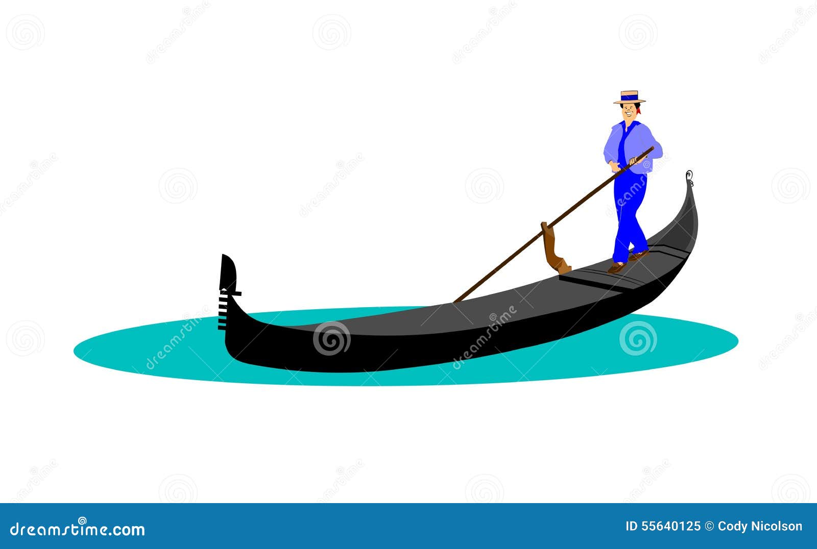 Gondoliere in der Gondel stock abbildung. Illustration von venedig ...